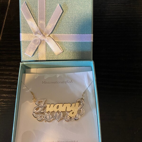 Personalized Double Name Plate in Sterling Silver With Gold Plated - Etsy