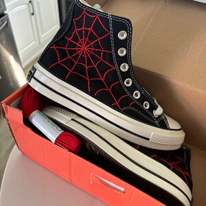 Embroidered Spider Shoes Collection Custom Spider Web Converse ...