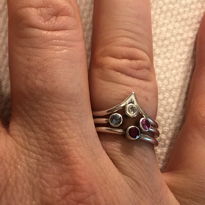 V Chevron Ring Birthstone Ring Stackable V Ring Mothers - Etsy