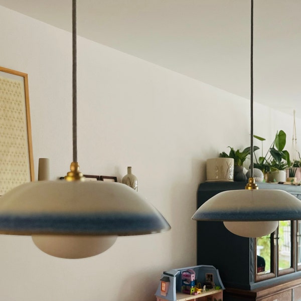 Bas Pendant Light in Ceramic and Oak - Etsy