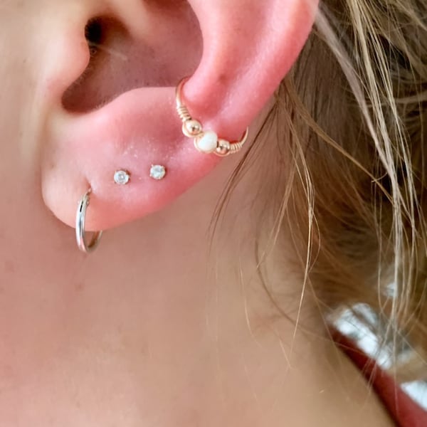 Beaded Conch or Cartilage Hoop Earring, 20g Piercing Jewelry for Ear ...