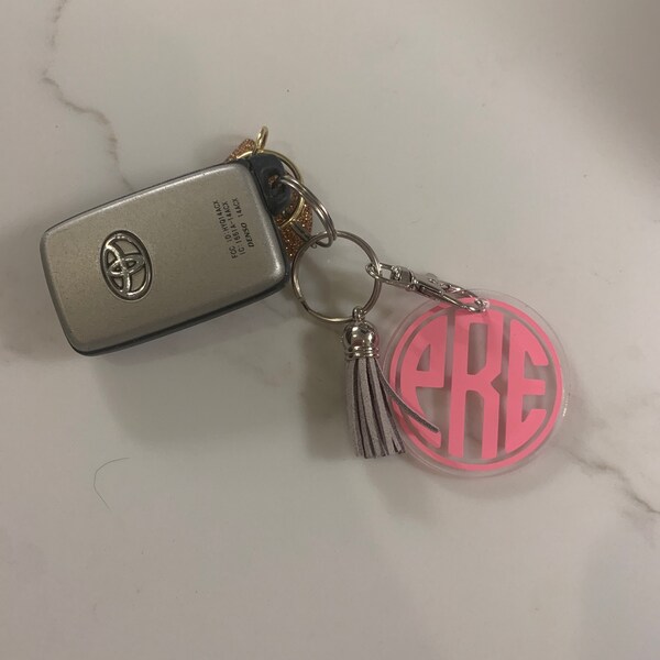 Monogrammed Keychain With Tassel, Tassel Monogram Keychain ...