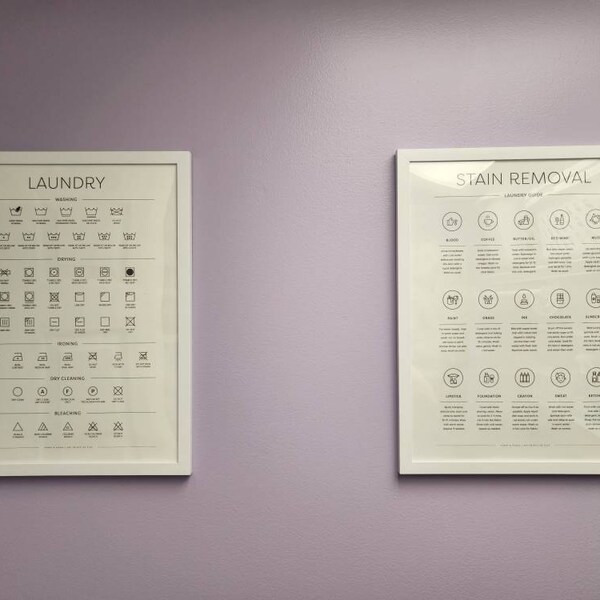 Laundry Room 2 Print Set, Symbols/stains Guide, Printable Laundry Art ...