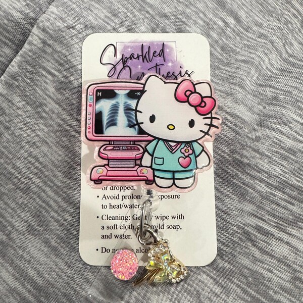 Radiology Kitty Badge Reel, Radiology Badge Reel, X-ray Tech Badge Reel ...