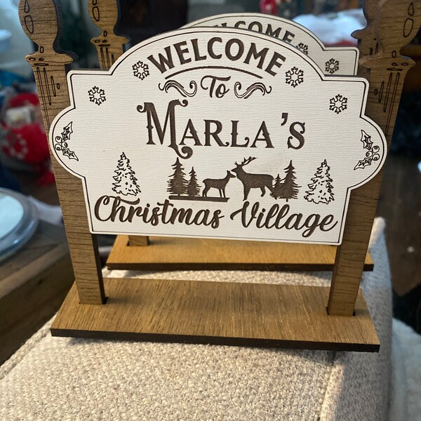 Personalized Christmas Village Sign, Welcome to Our Village Sign ...
