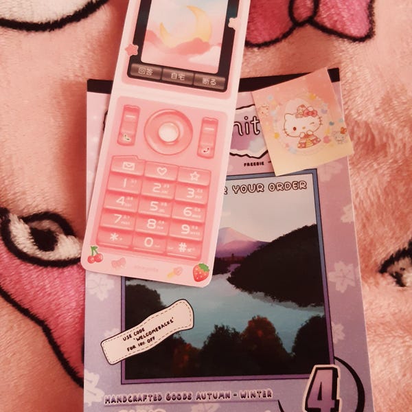 Flip Phone Y2k Bookmark - Stationary, Reading, Book, Gift, Pink, Purple ...