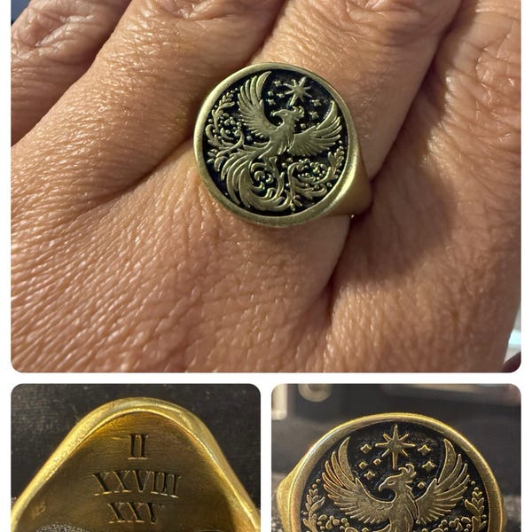 Phoenix Ring, Legendary Rising Signet Ring Women, Mythologic Simurg ...