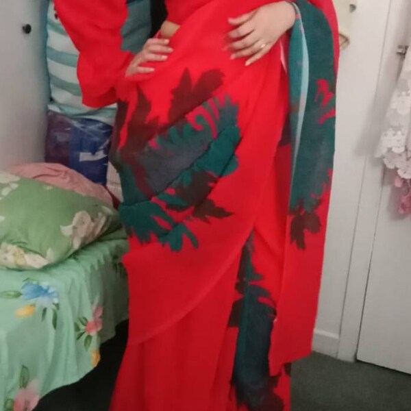 Red Color Net Sequnce Work Saree, Saree for USA Women, Designer Saree ...