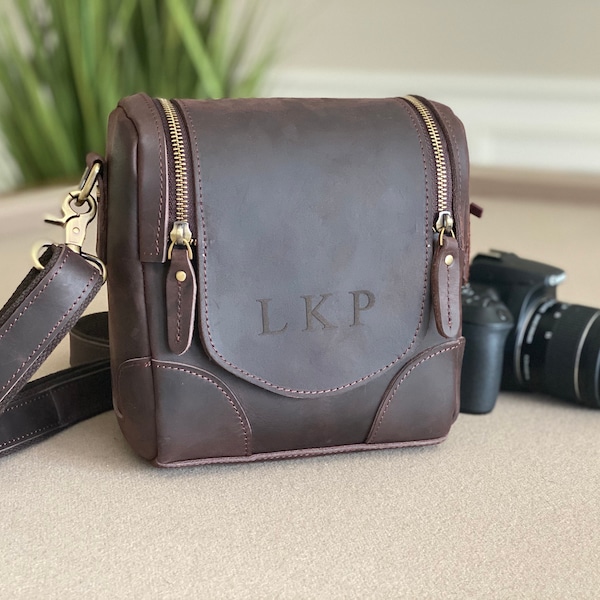 Personalized Rustic Leather Camera Bag, Multipurpose Men's Leather Bag ...
