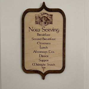 Second Breakfast Sign, Wood Engraved LOTR Kitchen Wall Decor. Okie ...