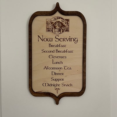 Second Breakfast Sign, Wood Engraved LOTR Kitchen Wall Decor. Okie ...