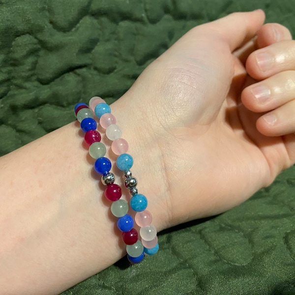 Transgender Pride Flag Beaded Gemstone Bracelet - Etsy