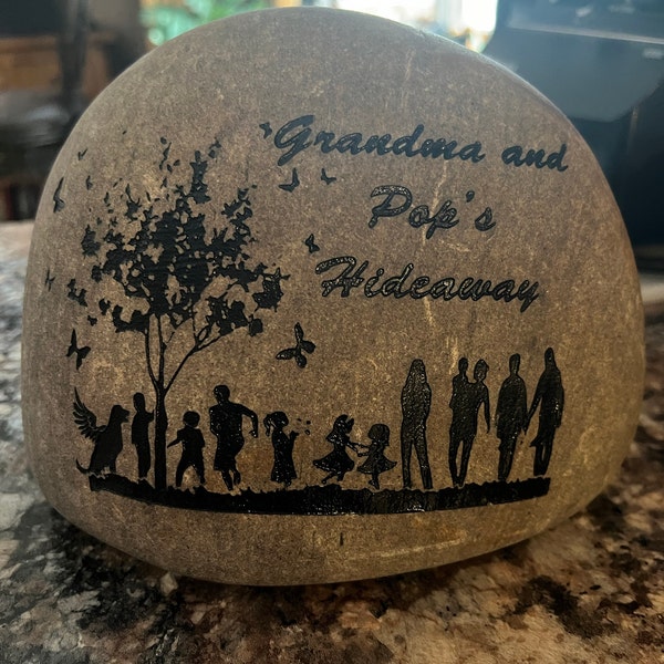 7in Grandma Garden Rock 3in Name Stones Add Kids Custom Order Carved ...