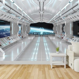 Photo Art Lage Decor Sci-fi Wall Mural Fantastic Spaceship | Etsy