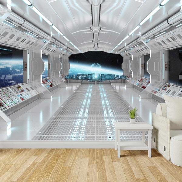 Photo Art Lage Decor Sci-fi Wall Mural Fantastic Spaceship Removable ...