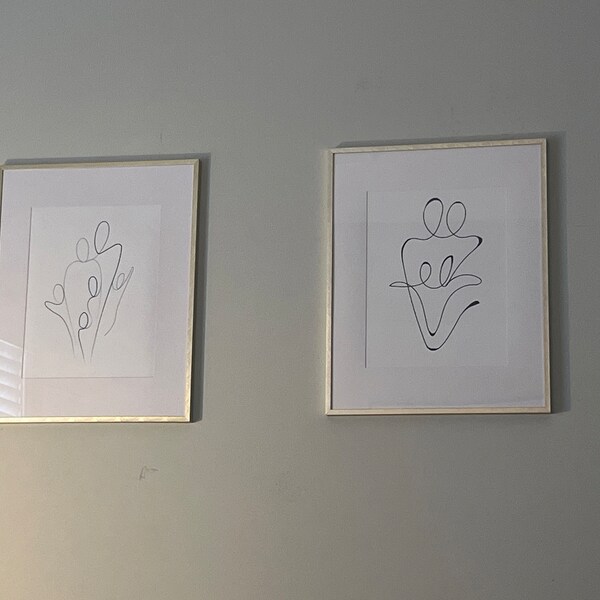 Family of Three Line Art | Family Art | Abstract Wall Print ...