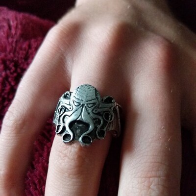 Cthulhu Ring Handcrafted Pewter Ring Adjustable Men's Ring Doctor Gus ...