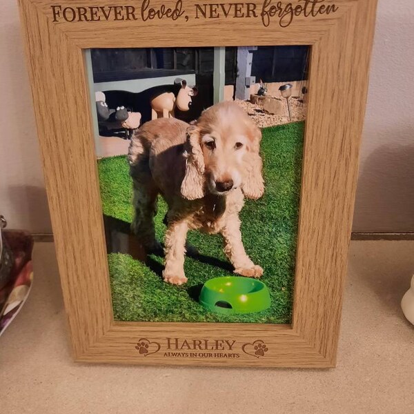 Personalised Dog Memorial Photo Frame Keepsake Engraved Forever Loved ...