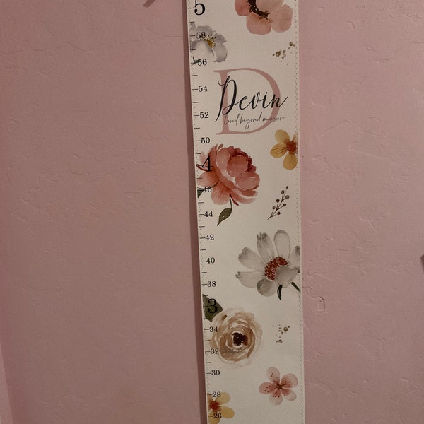 Boho Vintage Floral Nursery Art, Vintage Floral Growth Chart ...
