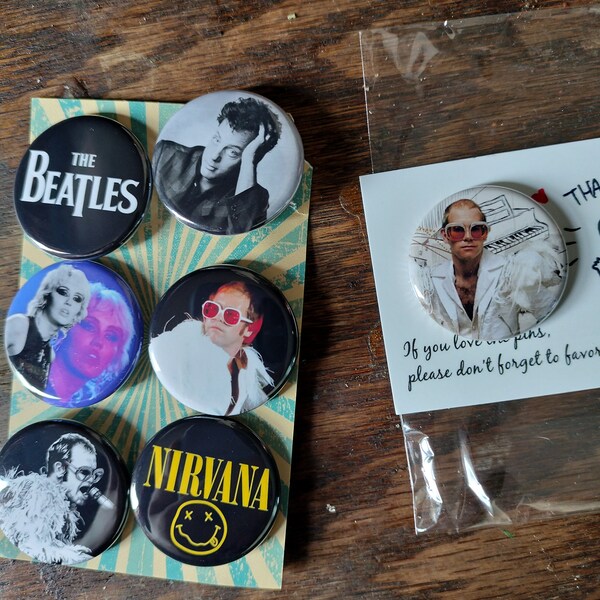 Rock Button Set of 20 1.25 Button Pins, 80s Pop Rock Buttons, Button ...