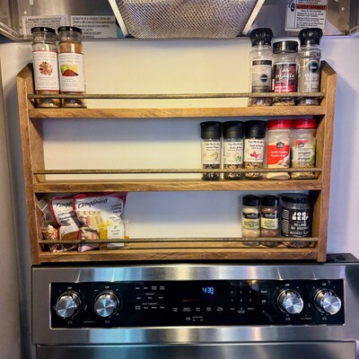 18 Wide Elegant 6-shelf Brass Rod Spice Rack Wall Mounted or Countertop ...