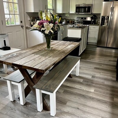 Cottage Farmhouse Bench, Rustic Solid Wood Bench - Etsy