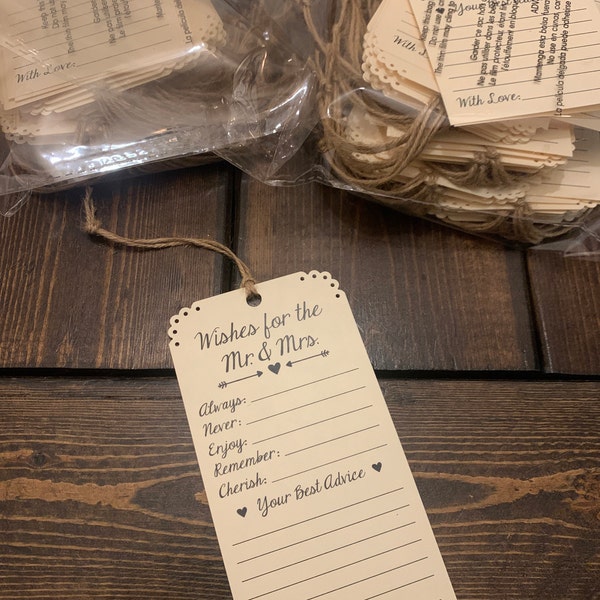 Set of 12 Bridal Shower or Wedding Wishing Tree Tags / Advice Tags ...