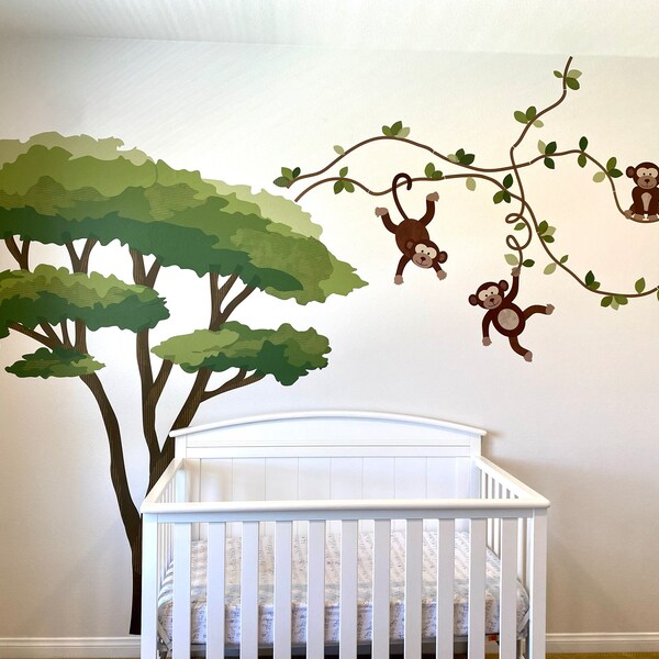 Large Acacia Tree Wall Decals, Nursery Wall Decals, Tree Wall Sticker ...
