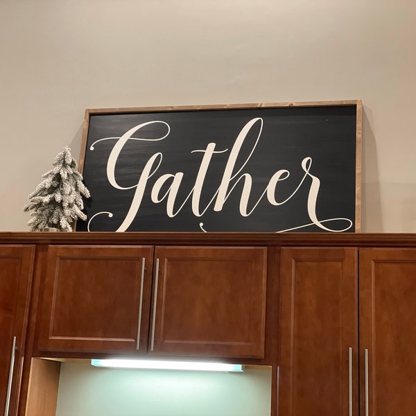 Extra Large Gather | Black Gather Sign | Gather Wood Sign | Rustic ...
