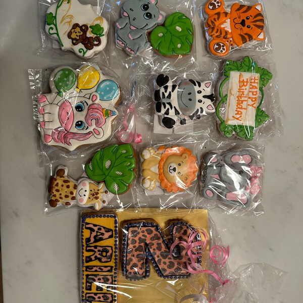 Wild Animal Cookies Set – 1 Dozen Safari-themed Sugar Cookies – Jungle ...