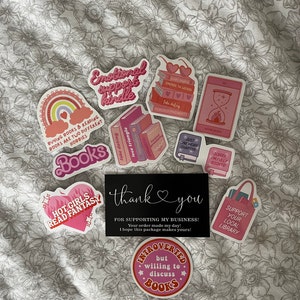 Pink Bookish Stickers - Etsy UK