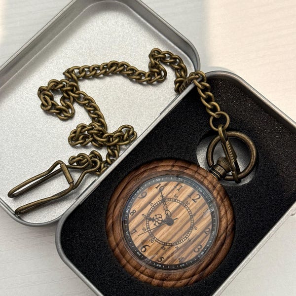 Personalized Wood Pocket Watch for Men, Custom Wood Pocket Watch ...