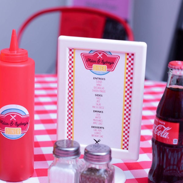 1950's Diner Menu, Diner Menu, Dinner Menu, 50's Diner Party, Retro ...