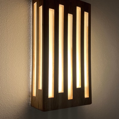 Wall Lamp Made of Naturaloak Wood and Authentic Egyptian Papyrus With ...