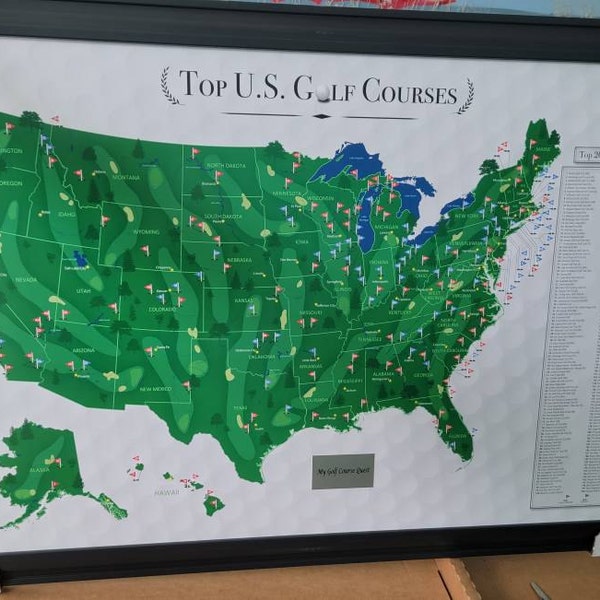 Personalized Golf Courses Tracking Map - Map of Top 200 Golf Courses in ...