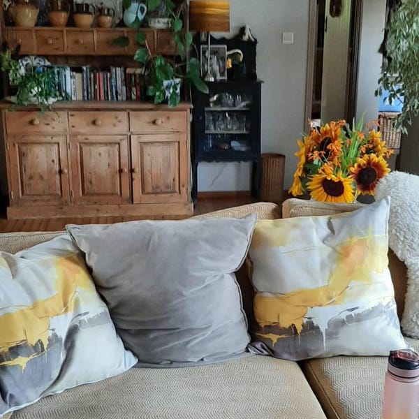 Abstract Cushion Cover, Geometric Black Gold Pillow Case, Modern Living ...