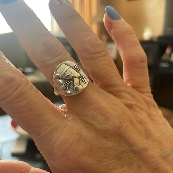 Silver Wrap Heart Pinky Ring, Boho Simple Chevalier Ring, Dainty Signet ...