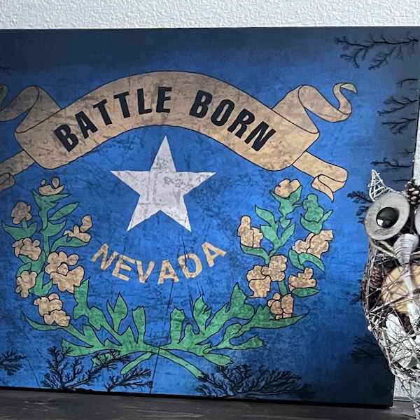 Nevada Battle Born - Nevada Flag - Wood Art - Photo on Wood - Rustic ...