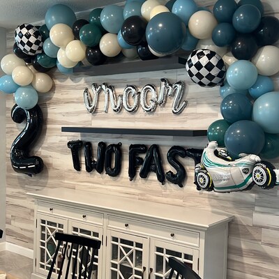 Race Car Birthday Balloon Garland Two Fast Racer Birthday Race Driver ...