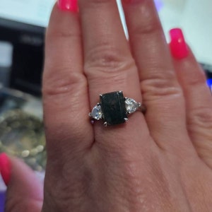 Emerald Cut Lab Created Ruby Engagement Ring for Women, Wedding Ring ...