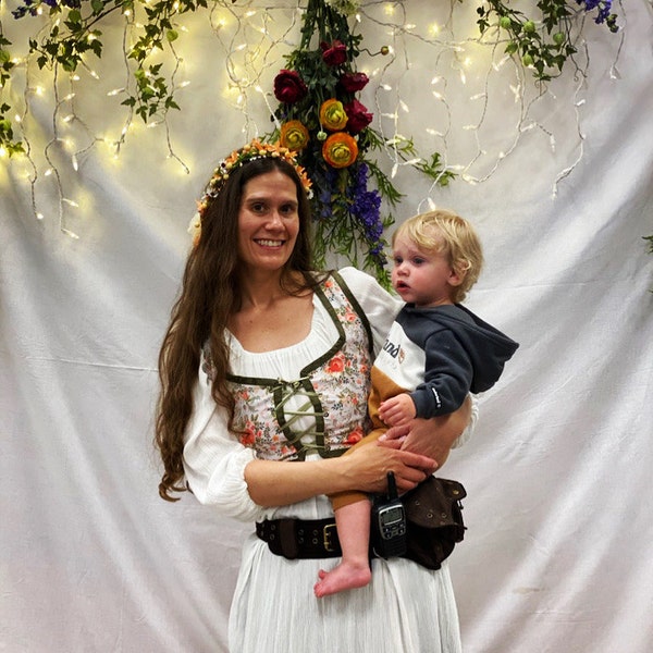 Hobbit Bodice, Renaissance Corset Flowers Cottagecore Style Corset Vest ...