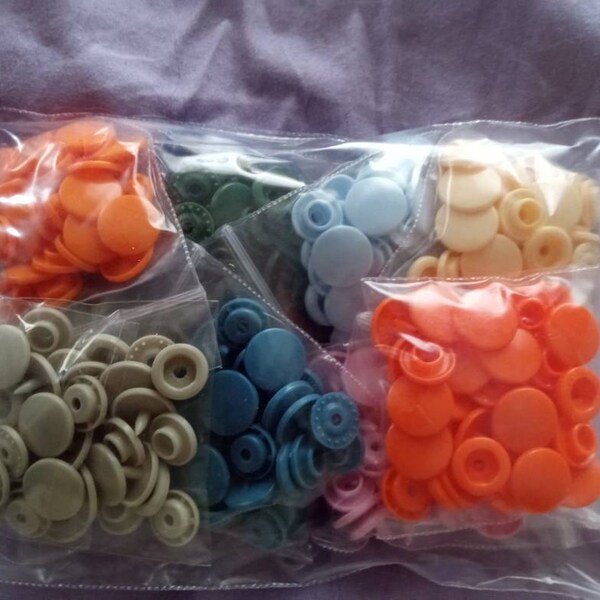 KAM Snaps Fastener 100 Sets of Silver (B-45) Plastic Resin Snaps for ...