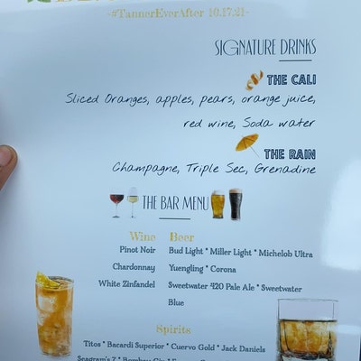 Printable Bar Menu Template Signature Cocktails Sign Download Elegant ...