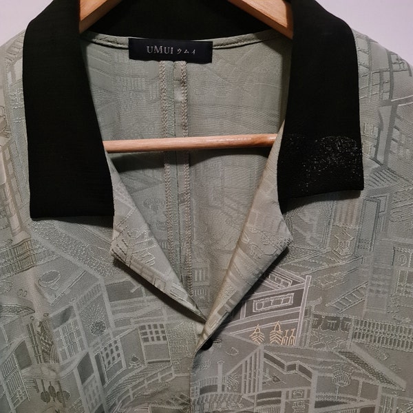 Japanese Vintage Kimono Shirt Ladys, Sheer Long Sleeve Shirt,, Kimono ...