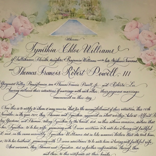 Beautiful Family Trees in Calligraphy With Custom Watercolors, Wedding ...