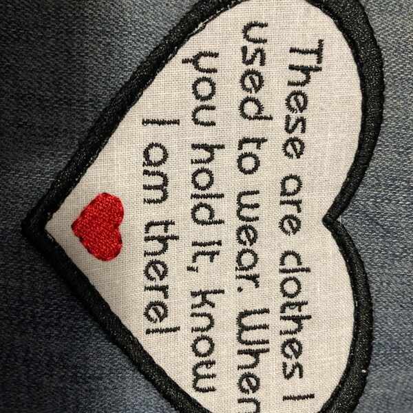 Embroidered Memory Patch Heart: Pre-made Memorial Patch for Pillows ...