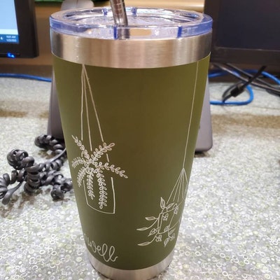 Hand Engraved Floral Tumbler Engraved Tumbler Stainless Steel Tumbler ...