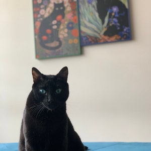 Gustav Klimt-inspired Black Cat in Floral Garden Print Digital Download for Cat Lovers - Etsy