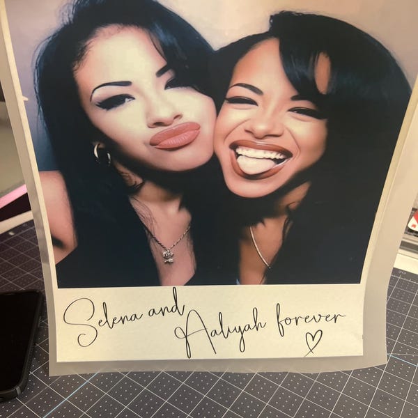 Selena and Aaliyah Rest in Paradise Photo Graphic PNG Download, Floral ...