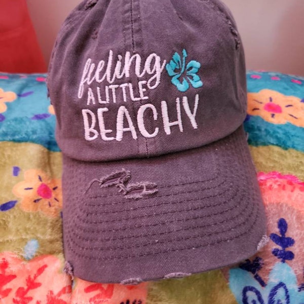 Feeling a Little Beachy Hat | Distressed Baseball Cap OR Ponytail Hat ...